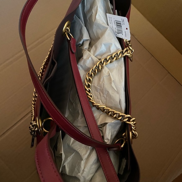 Coach | Bags | Coach Signature Chain Leather Medium Tote Bag | Poshmark